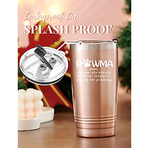 Onebttl Pawma Gifts for Grandma, Insulated Stainless Steel Wine Tumbler with Lid, For Dog Grandma on Birthday, Mother’s Day, Christmas, Rose Gold, (20 oz)