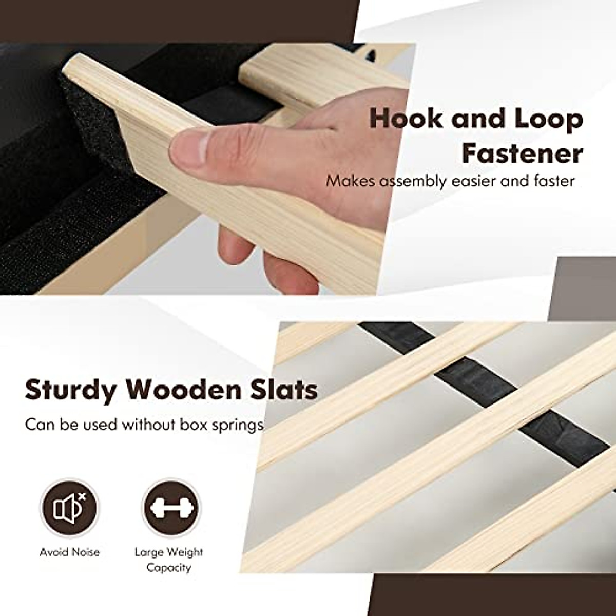 GOFLAME King Bed Frame, Modern Upholstered Platform Bed with Adjustable Headboard, Solid Wooden Slat Support, Faux Leather Luxury Reclining Bed Frame, No Box Spring Needed