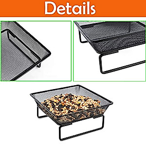 Ground Bird Feeder Tray for Feeding Birds 2 Pack,High Raised Feed Birds Off The Ground,Metal Mesh Platform Bird Feeders Outdoors,Durable Compact Bird Feeder Dish(7" x 7" x 3")