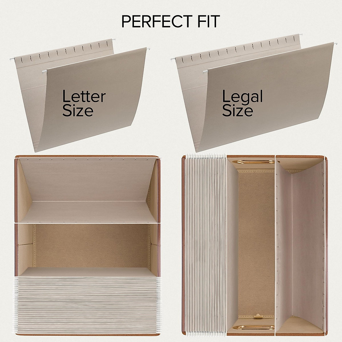 Decorative File Box Organizer Set of 2 - Collapsible Linen File Cabinet for Easy File Folder Storage - Store All Your Documents and File Folders in Style