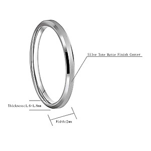 CROWNAL 2mm Thin Silver Tungsten Wedding Couple Bands Rings Women Matte Brushed Finish Engraved I Love You Size 4 To 10 (2mm Silver,6.5)