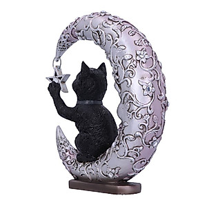 Nemesis Now Enchanting Luna Companion Moon and Cat Figurine, Hand-Painted Resin Ornament for Alternative Occult Decor and Gift for Witches, 18.8cm