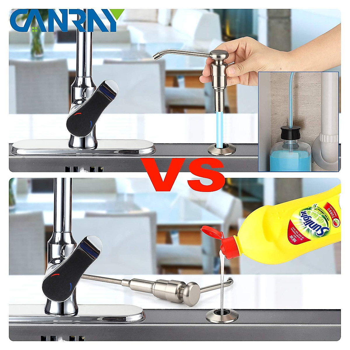 Sink Soap Dispenser Extension Tube Kit (40 Inch) with Check Valve for Kitchen - Never Fill The Little Bottle Again White