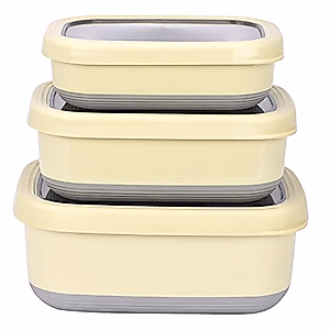 MIRA Reusable Stainless Steel Food Storage Containers, Bento Lunch Box with Anti-Slip Exterior for Meal Prep, Portion Control, Kitchen Food Storage - Set of 3 (2 cups, 4 cups, 6 cups), Honey