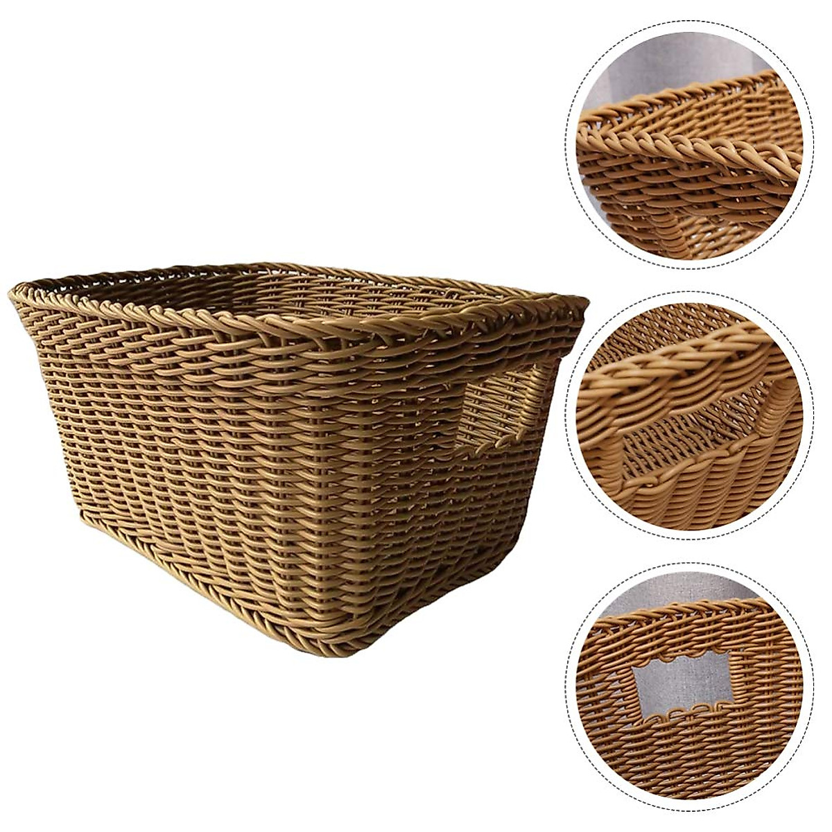 Cabilock Woven Storage Basket Large Storage Container with Handles Rustic Decorative Rattan Storage Basket for Laundry Bedroom Bathroom (Bottom 11.8x7.9x7.9 inch)
