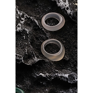 S.Leaf Sterling Silver Petite Pinky Ring Dome Agate Chunky Rings Puffy Gold Rings for Women Stackable Rings for Women(white, 7)