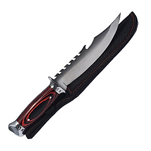 eTradewinds USA Combat Hunting Knife w/Sheath, Pakkawood Handle, & Razor Sharp 420 SS Rust Free Full Tang Fixed Blade (Nylon Sheath) By eT