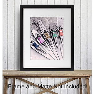 Surf Wall Decor - Vintage Retro Beach Wall Decor - Coastal Ocean Wall Art for Bathroom, Bedroom, Living Room, Beach House - Room Decor, Home Decorations or Gift for Women, Sea Lovers - 8x10 Poster