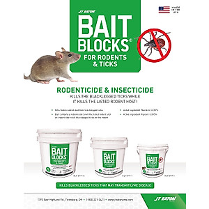 JT Eaton 777-4 Bait Block for Rodents and Ticks (4 lb Resealable Pail of 64)