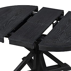 WOZNLA 5-Piece Retro Style Extendable Round Dining Table Set - Includes 4 Upholstered Chairs for Stylish and Practical Dining