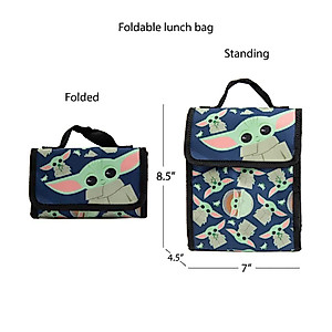 RALME Star Wars Mandalorian Baby Yoda Backpack Set for Kids, 16 inch, 5 Piece Value Set Green