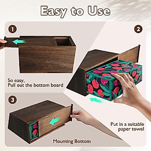 Hand Towel Box Cover Compatible with Kleenex Disposable Paper Hand Towels Wood Bathroom Paper Towel Holder for Tabletop, Bathroom, Office (Brown)