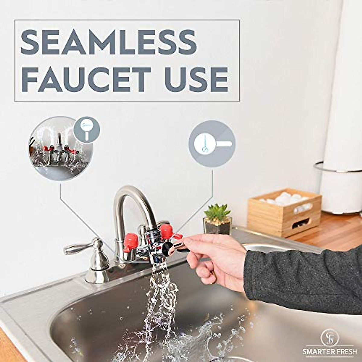 SmarterFresh Faucet Mounted Eyewash Station – Reliable First AID Emergency Eye Wash Unit for Sink Attachment – High Quality Sink Mount Eye Flush Shower for Eyes and Skin