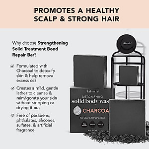 Kitsch Charcoal Soap Bar - Black Soap Bar for Detoxifying Skin | Charcoal Bar Soap for Men | Activated Charcoal Soap for Women Made in USA | Carbonic Soap Bar & Vegan Black Bar Soap for Oily Skin, 4oz