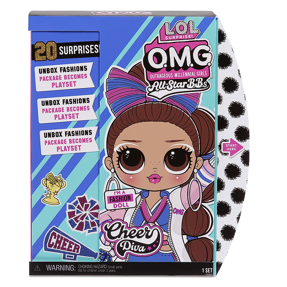 L.O.L. Surprise! OMG Sports Cheer Diva Competitive Cheerleading Fashion Doll with 20 Surprises Including Sparkly Accessories & Reusable Playset, Posable - Gift for Kids, Toys for Girls Boys Ages 4 5 6 7+