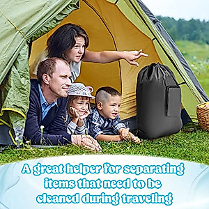 4 Pcs Travel Laundry Bag, Large Dirty Laundry Clothes Bag with Hook and Drawstring for Traveling Suitcase, Expandable and Portable Dirty Clothes Storage Bag for Travel, Camping, Gym, Dorm (Black&Grey)
