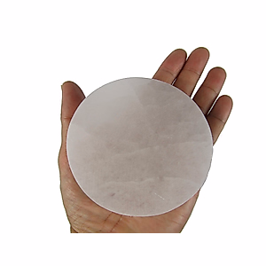 CircuitOffice 4" Selenite Plate Circle, Cleanse and Charge Crystals Or Gemstones, for Healing, Metaphysical, Meditation, Wicca, Decoration or Gift