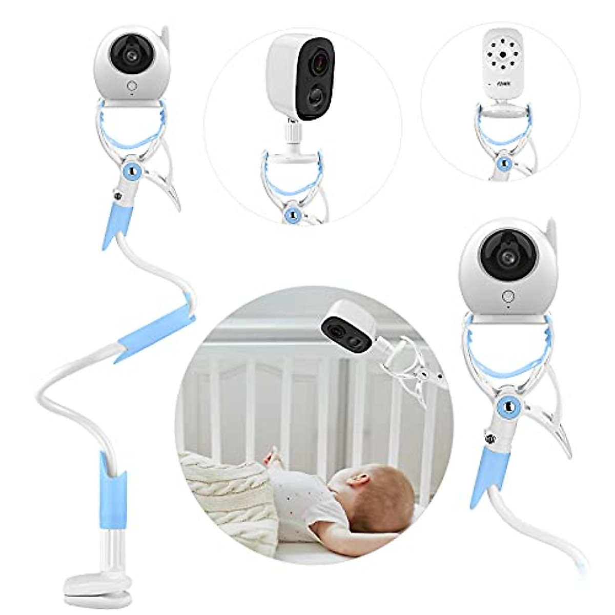 Universal Baby Monitor Holder Mount, Infant Baby Camera Holder, Baby Monitor Shelf, Baby Camera Stand with Safe Straps for Most Baby Monitors