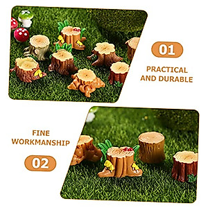 NUOBESTY 32 Pcs Micro Landscape Small Tree Stump Fairy Figurine Stump Model Decor Landscape Adornments Women Bedroom Decor and Accessories Sculptures Home Decor Mini Resin Statue
