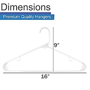 Heshberg Plastic Hooks Hangers Space Saving Tubular Clothes Hangers Standard Size Ideal for Everyday Use on Shirts, Coats, Pants, Dress, Skirts, Etc. (50 Pack) (White)