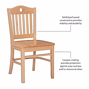 Linon Slat Back Natural Wood Finish Made in America Set of 2 Brock Dining Chair