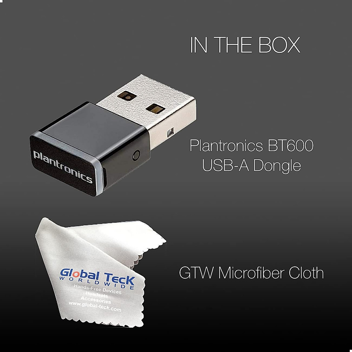Poly BT600 USB-A Bluetooth Adapter Dongle -211250-01 - GTW Bundle with Microfiber Cloth - Compatible with PC/Mac
