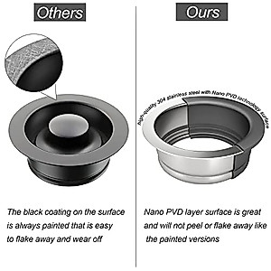 HausinLuck Gunmetal Black Kitchen Sink Drain, Garbage Disposal Sink Flange and Stopper, Garbage Disposal Flange Plug for 3-1/2 Inch Drain Hole, Garbage Disposal Drain, Sink Flange and Stopper