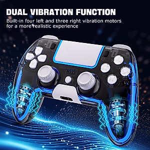 BRHE Wireless PS4Controller with Hall 3D Joysticks/RGB LED Lights/Programming Funtion,PS4Controller Remote Joystick Gamepad,Game Controller for PS4/Slim/Pro