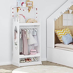 UTEX Kid’s See and Store Dress-up Center, Costume Closet for Kids, Open Hanging Armoire Closet,Pretend Storage Closet for Kids,Costume Storage Dresser (White)