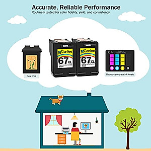 Cartlee Remanufactured Ink Cartridge Replacement for HP Ink 67 XL for HP 67xl Ink cartridges Black Combo Pack for HP 67 Ink cartridges Black Combo Pack 67xl for HP Printer Ink Envy 6000 67