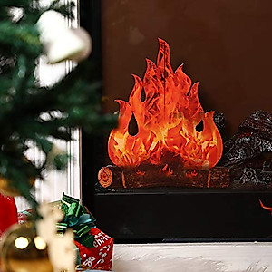 Boao 3D Decorative Cardboard Campfire Centerpiece Artificial Fire Fake Flame Paper Party Decorative Flame Torch (Red Orange, 2 Set)