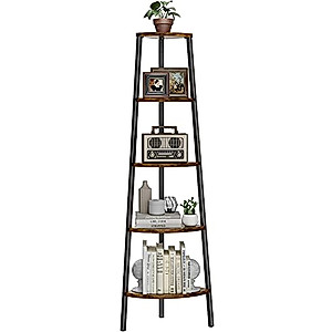 5-Tier Industrial Corner Ladder Shelf, A-Shaped Bookcase Utility, Display Organizer Plant Flower Stand Storage Rack for Home Office, Vintage?