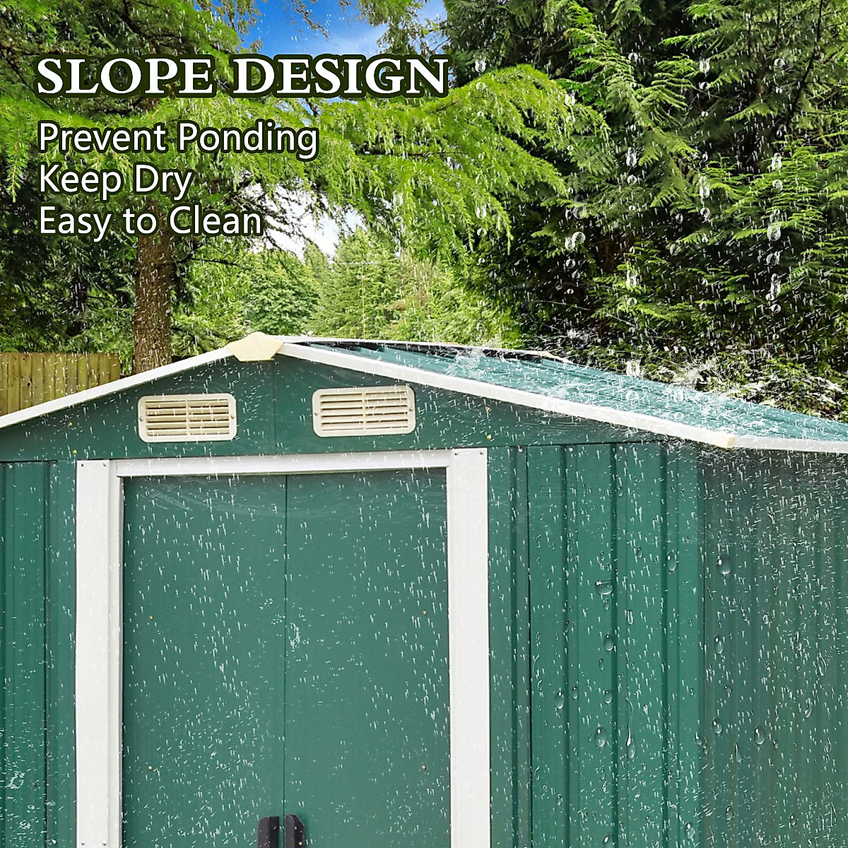 Kinsuite 6' x 4' Outdoor Storage Shed Slide Door, Galvanized Steel Tool Shed House for Patio Garden Backyard Lawn, Utility Tool House, Green