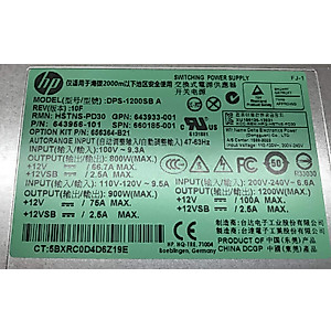 HP 660185-001 1200W CS PLAT PL HT PLG PSU - 656364-B21, 643933-001, 643956-101 (Renewed)