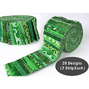 Soimoi 40Pcs Tie Dye Print Cotton Precut Fabrics for Quilting Craft Strips 2.5x42inches Jelly Roll - Green