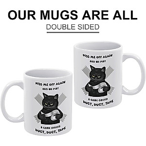 DZYQAWH Piss Me Off Again And We Play A Game Duct Duct Tape Mug Funny Christmas Cat Gifts For Women Men