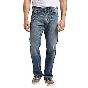Silver Jeans Co. Men's Gordie Relaxed Fit Straight Leg Jeans, Medium Vintage, 38W x 32L