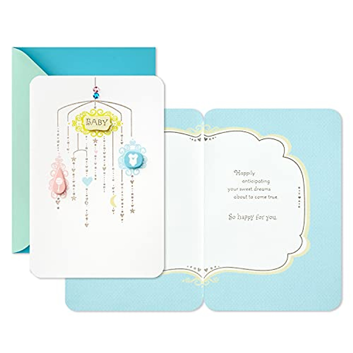 Hallmark Pack of 2 Baby Shower Cards (Baby Girl Lambs and Gender Neutral Mobile)