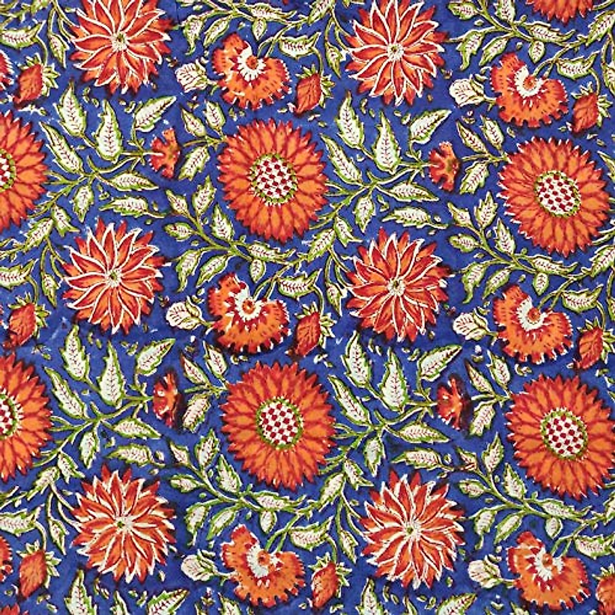 traditional Jaipur Printed Soft Cotton Fabric Hand Printed Indian Fabric, Cotton Fabric by The Yard Fabric, Jaipuri Cotton Kurti Print Fabric for Summer Dress (5 Yards)