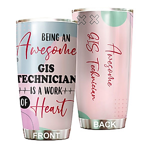 MEDROC Awesome GIS Technician Tumbler Stainless Steel 20oz, Funny GIS Technician Gifts Bulk For Birthday Christmas, GIS Technician Gifts For Men Women Office Coworker Driking Coffee Cup Humor
