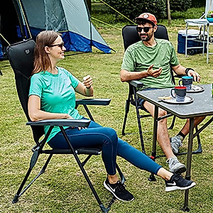 TIMBER RIDGE Foldable Lawn 7-Level Adjustable High Back for Adults Lightweight Aluminum Padded Outdoor Chair, Heavy Duty Supports 300 LBS, Black-1 Pack