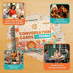 Prompta 400 Conversation Cards for Friends – Casual, Funny Get to Know You Conversation Starters to Connect with Friends
