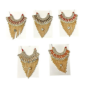 (2 No Size) Premium Colorful Embroidery Dress for Laddu Gopal Ji (Pack of 16) with 4 Zari Mukut, 4 Stone Mala, 4 Pair Kangan, 4 Flute | 6 inch Diameter Dress |I4