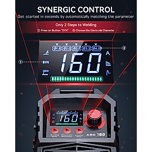 ARCCAPTAIN 110V/220V Stick Welder, [Large LED Display] 160Amp ARC Welding Machine with Synergic Control, IGBT Inverter Portable MMA Welder Machine with Lift Tig Hot Start, Arc force and Anti-Stick