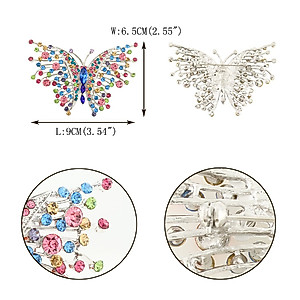 EVER FAITH Swallowtail Butterfly Brooch Multicolor Austrian Crystal Silver-Tone