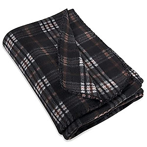 50x60 Throw Blankets, Plaid Fleece Throw Blankets for Bedroom, Couch, Livingroom, Chair, Pets, Outdoors (Brown)