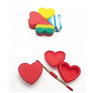 FWD 17ML Non Stick Heart Shape SiliconeContainer and 1 Stainless Steel Tool Random Colors (5 Pack) (5)