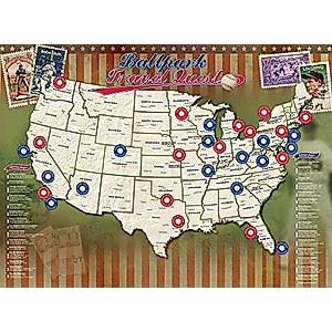 Map Your Travels Ballpark Travel Quest Poster Set | Laminated and Includes Stickers | 19"x26" | Made in the USA