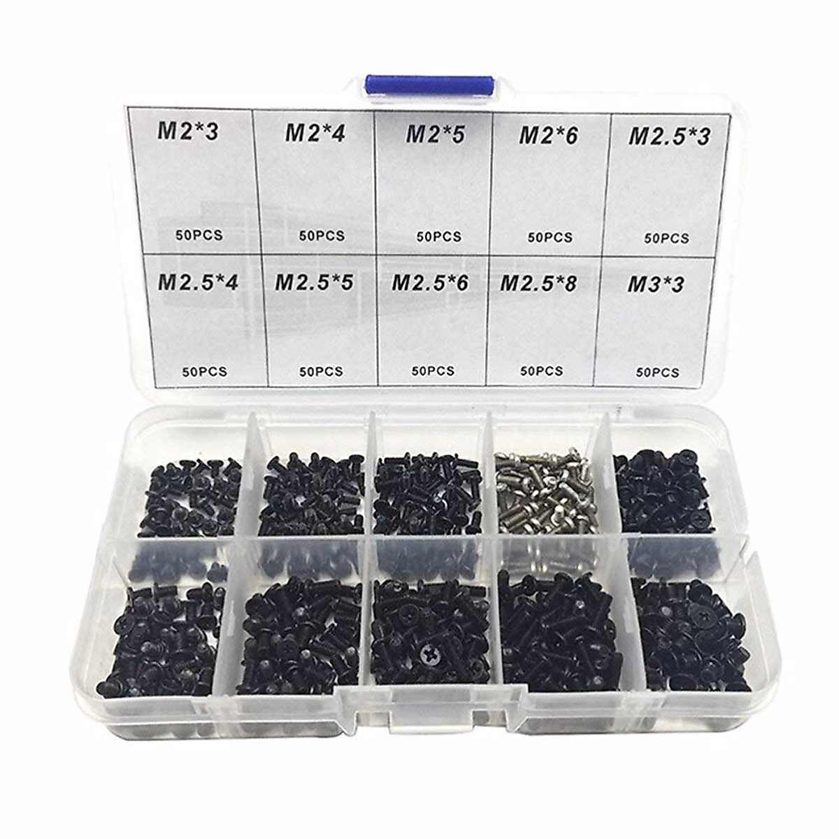 500PCS for Laptop Screws Set Replacement Mini Cross Carbon Steel Screws Set Repairing Accessory (Black) - (Size: 13X6.5X2.3CM/ Black) SCRW-128453