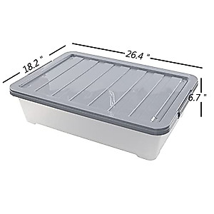 EudokkyNA 40 Quarts Under Bed Boxes with Lids and Wheels, Large Plastic Storage Box Bins Set of 4